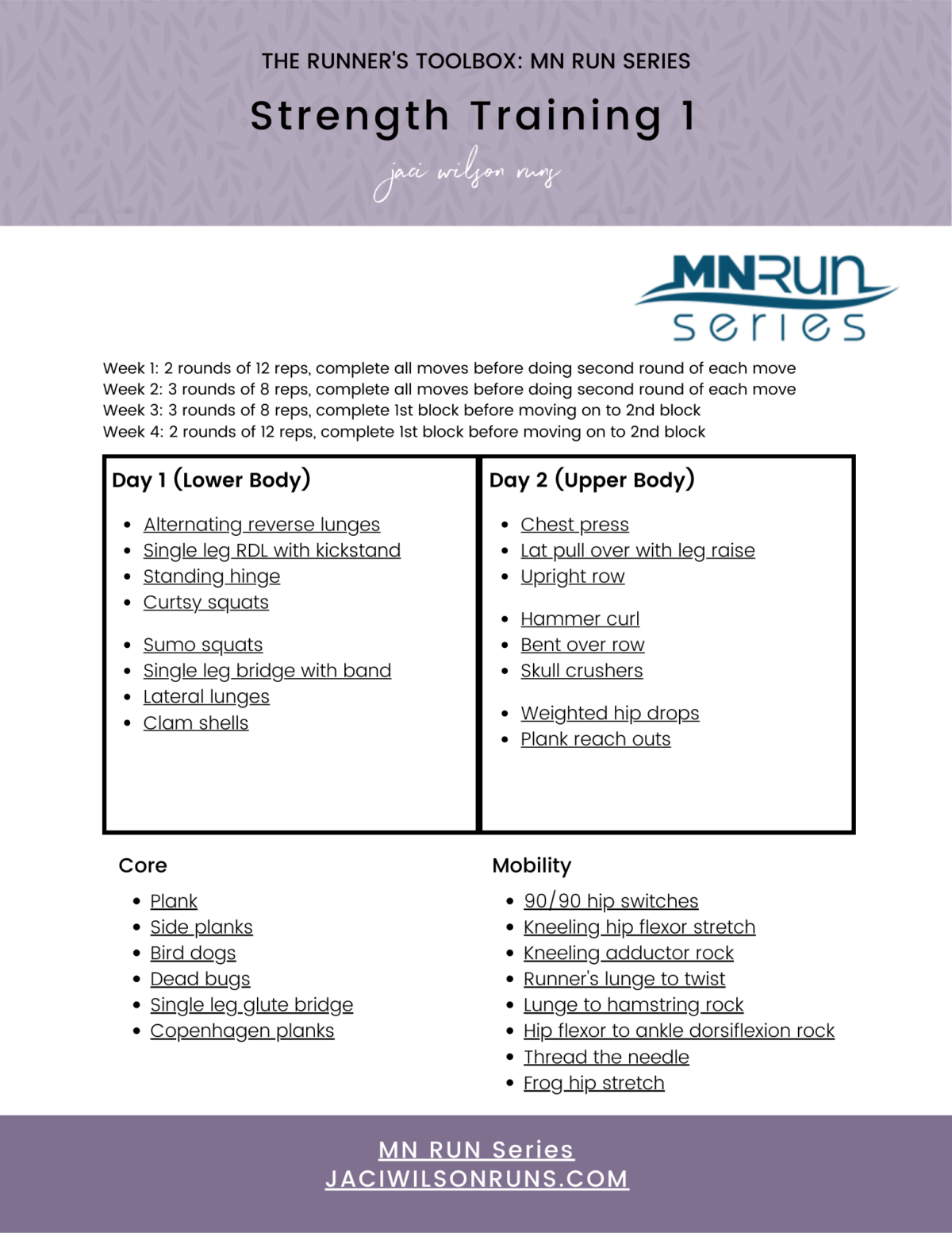 FREE MN Run Series Strength Training - Jaci Wilson Runs